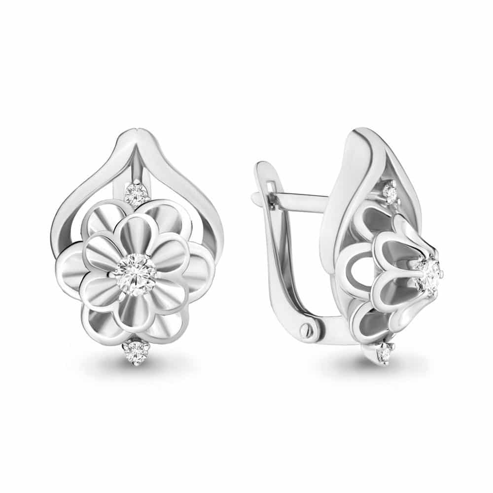 Cercei din aur alb cu pietre Cubic Zirconia Incolor art 436011.2