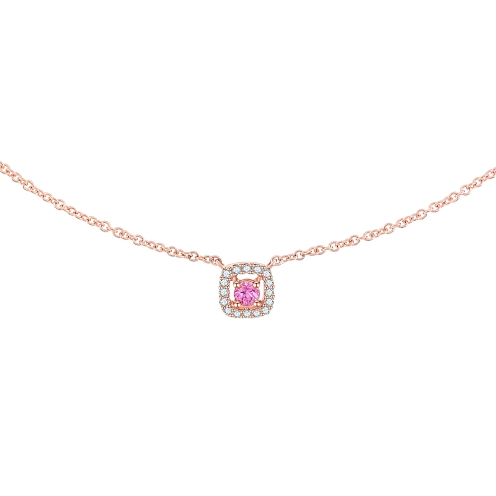 Colier din aur roz cu pietre Diamant, Safir roz art cn33099*44-169r
