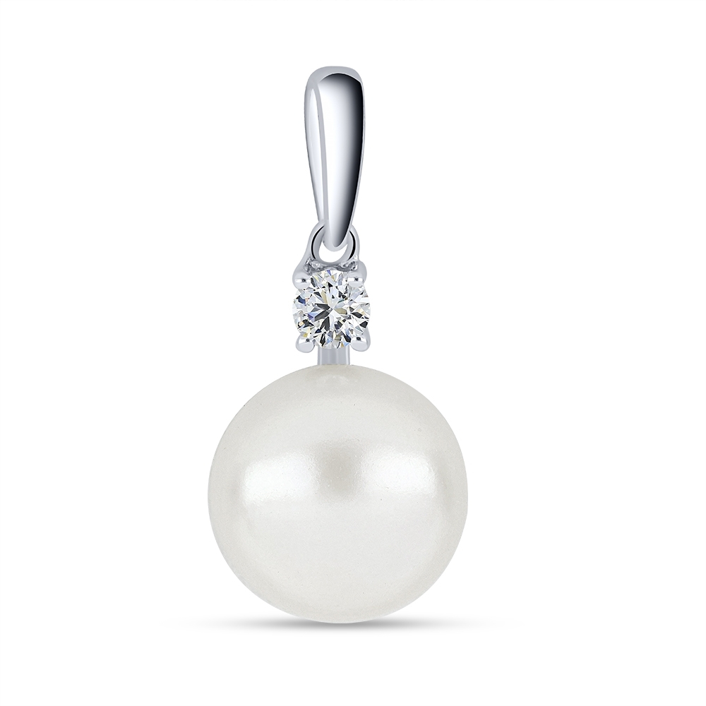 Pandantiv din argint cu pietre Cubic Zirconia Incolor, Perla Albă art ...